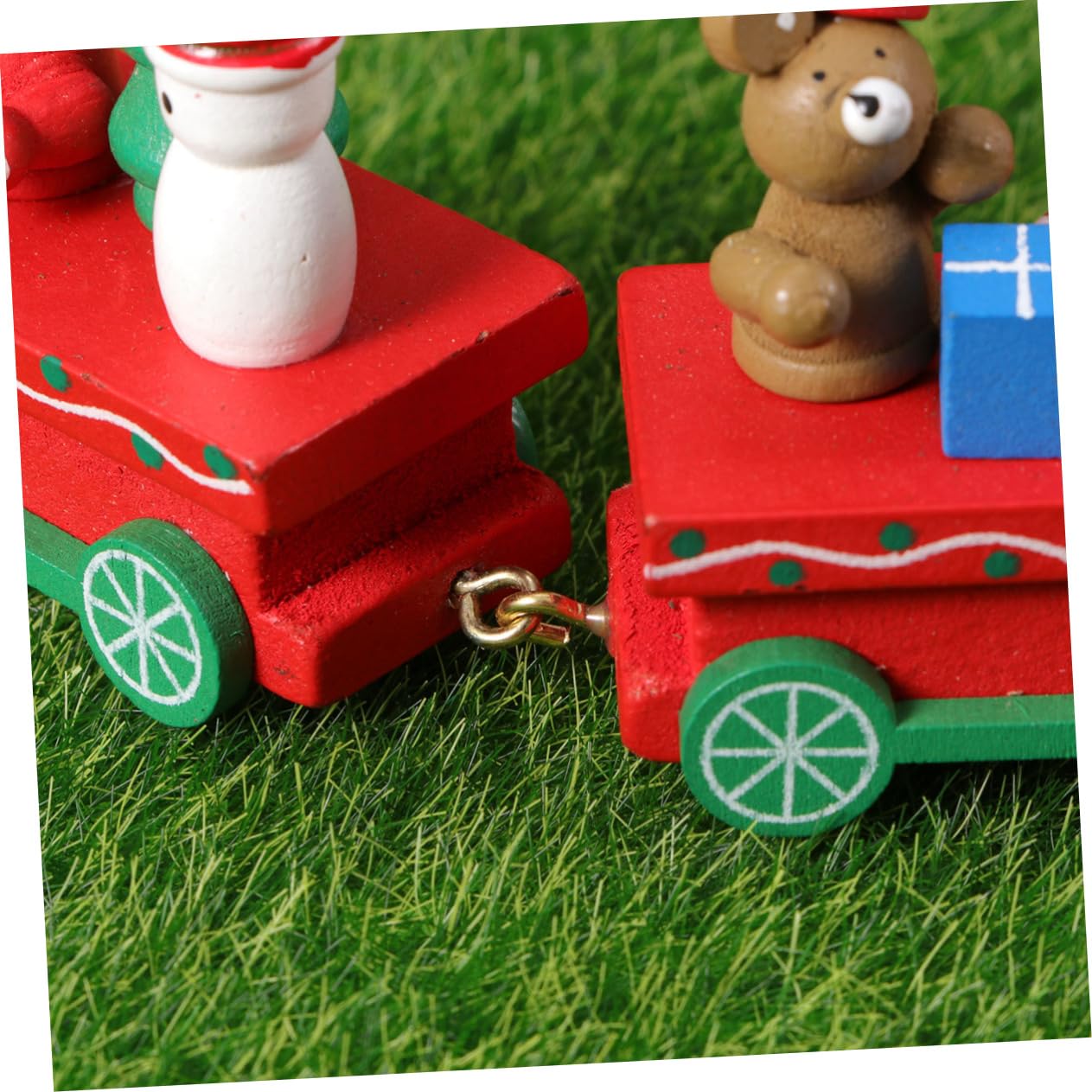 Alasum 2pcs Xmas Train Toy Christmas Tabletop Decor Kids Table Window Decoration Supplies Wooden Train Decor Tray Decor Four-Section Wooden Train Children's Table Bamboo Small Train