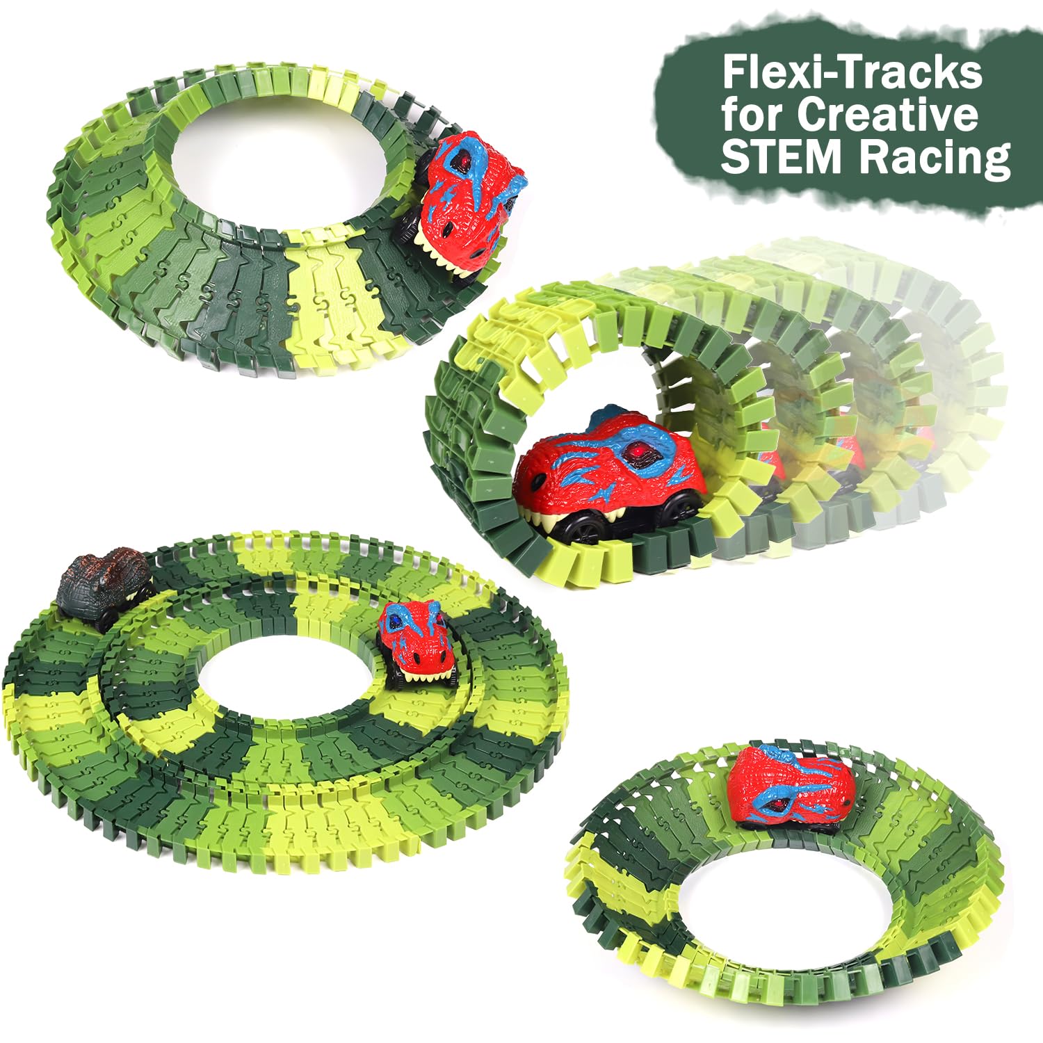 GONGDAO Track Set Toy 48PCS Christmas Birthday Gifts for 3 4 5 6 Year Old Kids Boys Girls Accessories Compatible with Race Track Building Kits