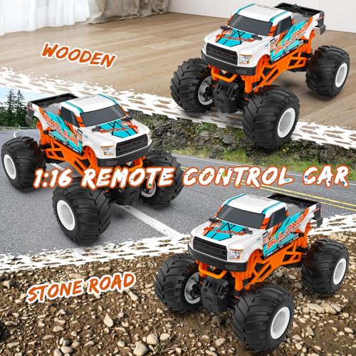 Kidcia 1:16 Scale RC Monster Truck - 2.4GHz All Terrain Car for Kids 4-12, 20 Km/h Off Road RC Truck, Christmas or Birthday Gift