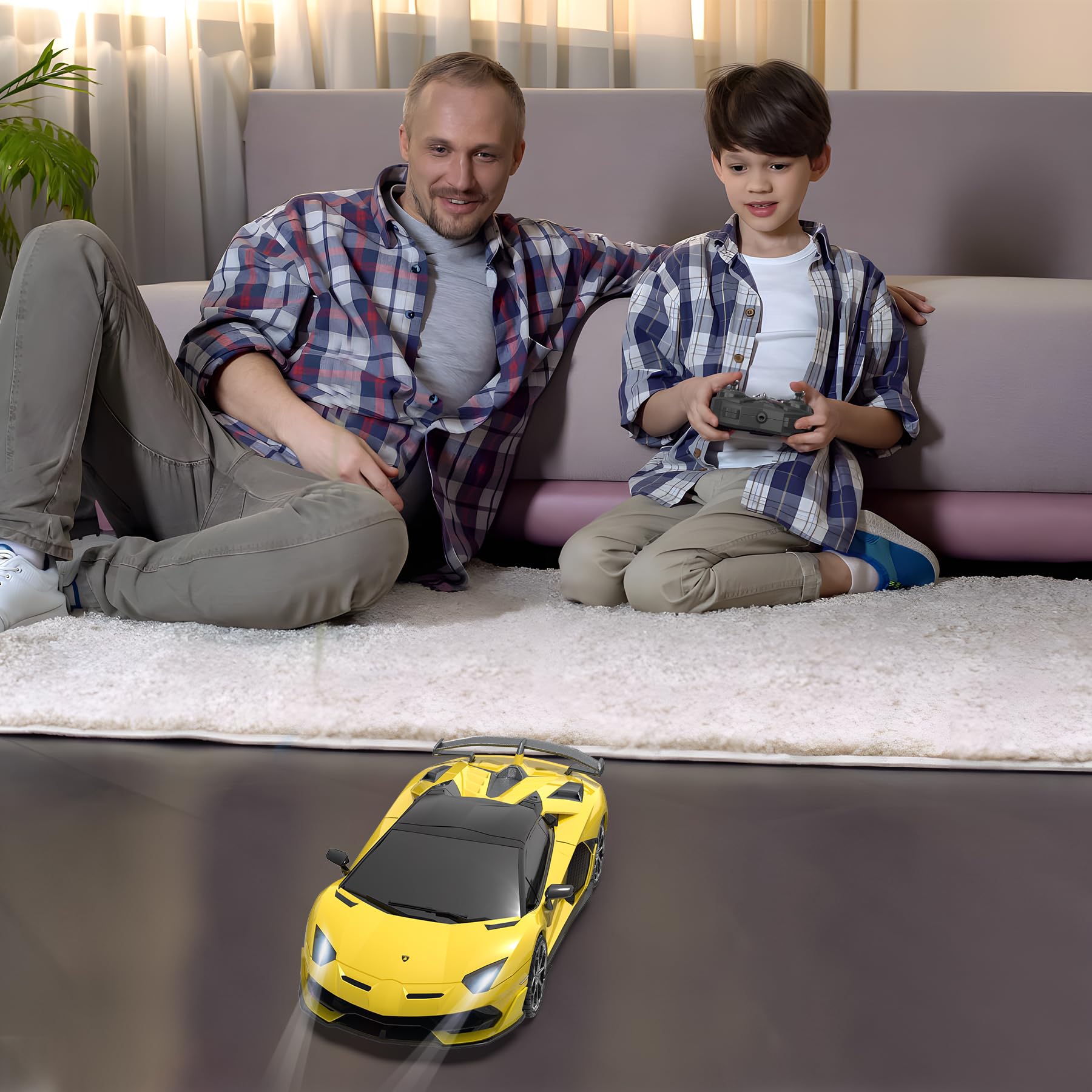 Remote Control Car for Lamborghini, Officially Licensed 1:16 Scale Lambo Hobby Rc Cars with Headlight, 2.4GHz Race Car for Boy Girl 4-12 Years Old, 12Km/h Vehicle Toy for Kids, Birthday Gift