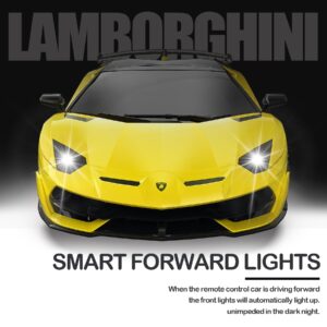 Remote Control Car for Lamborghini, Officially Licensed 1:16 Scale Lambo Hobby Rc Cars with Headlight, 2.4GHz Race Car for Boy Girl 4-12 Years Old, 12Km/h Vehicle Toy for Kids, Birthday Gift