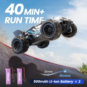 DEERC RC Car, Remote Control Monster Truck W/ 2 Batteries for 40 Min Play, All-Terrain 2.4GHz Rock Crawler Toy Gift for Boys Girls Kids Beginners