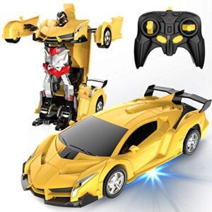 desuccus remote control car, transform robot rc car for kids, 2.4ghz 1:18 scale model racing car with one-button deformation, 360°drifting, transforming robot car toy gift for boys and girls