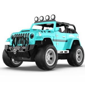 DEERC Remote Control Car with Fog Mist & Music, 1:16 Remote Control Truck for Boys, 2.4Ghz RC Car Toy with 2 Batteries, All Terrain SUV Gifts Crawler with Trailer Hitch