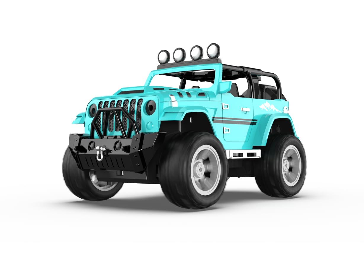 DEERC Remote Control Car with Fog Mist & Music, 1:16 Remote Control Truck for Boys, 2.4Ghz RC Car Toy with 2 Batteries, All Terrain SUV Gifts Crawler with Trailer Hitch