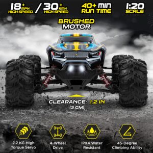 LAEGENDARY 1:20 Scale 4x4 Off-Road RC Truck - Hobby Grade Brushed Motor RC Car with Batteries, Waterproof Fast Remote Control Car for Adults