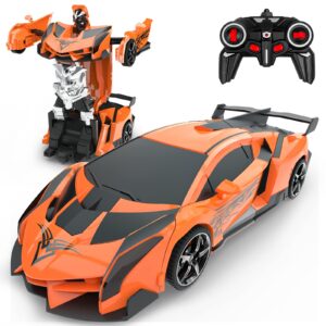 bluejay transform rc cars for boys 4-7 8-12, 2.4ghz 1:18 scale remote control car transforming robot, one-button deformation 360° rotation and drift car toy gifts for boys 3-5