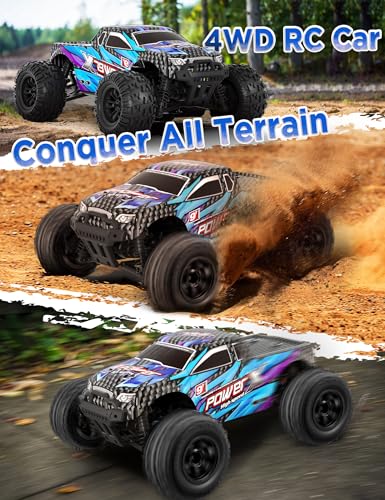 1:18 Scale All Terrain RC Cars, 4WD 40KM/H High Speed Remote Control Car w/2 Batteries for 40 Min Play, 2.4Ghz Off Road Monster Truck, 2.4GHz Electric Vehicle Toys Gifts RC Cars for Adults and Kids