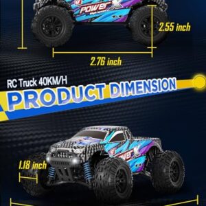 1:18 Scale All Terrain RC Cars, 4WD 40KM/H High Speed Remote Control Car w/2 Batteries for 40 Min Play, 2.4Ghz Off Road Monster Truck, 2.4GHz Electric Vehicle Toys Gifts RC Cars for Adults and Kids