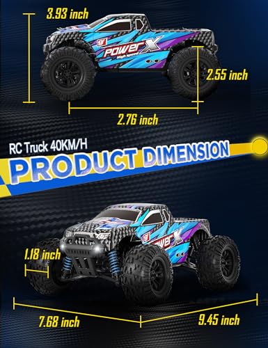 1:18 Scale All Terrain RC Cars, 4WD 40KM/H High Speed Remote Control Car w/2 Batteries for 40 Min Play, 2.4Ghz Off Road Monster Truck, 2.4GHz Electric Vehicle Toys Gifts RC Cars for Adults and Kids