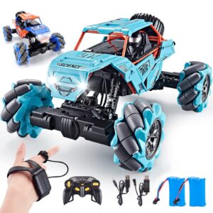 tadozic 1:14 scale 4wd metal gesture sensor rc car, 360° rotating hand controlled monster truck all terrains remote control car vehicle stunt car with rechargeable batteries for boys kids and adults