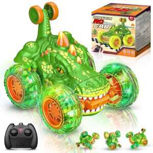 toys for 3-10 year olds boys,remote control car rc cars, dinosaur car 360° rotate rc dino cars with wheel light,2.4ghz fast stunt rc truck, toys for kids outdoor toys birthday