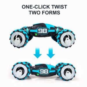 Boxgear 1:12 Gesture Sensing RC Stunt Car Off-Road, Four-Wheel Drive, Sports Mode, 40 Min Standby Suitable for Any Terrain, 2.4G Gesture Controlled Double-Sided Remote-Control Car Toy for Kids, Blue