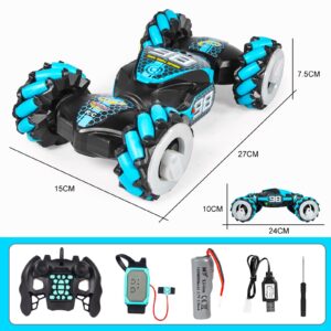 Boxgear 1:12 Gesture Sensing RC Stunt Car Off-Road, Four-Wheel Drive, Sports Mode, 40 Min Standby Suitable for Any Terrain, 2.4G Gesture Controlled Double-Sided Remote-Control Car Toy for Kids, Blue