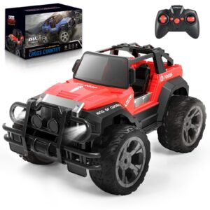 carox remote control car for kids-1:16remote control truck with headlight and storage case-80mins playtime rc truck for all terrain-red remote control jeep toy for boys girls kids (red)