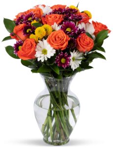 benchmark bouquets - life is good orange (glass vase included), next-day delivery, gift mother’s day fresh flowers