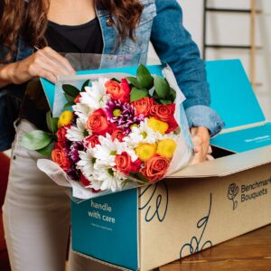 BENCHMARK BOUQUETS - Life is Good Orange (Glass Vase Included), Next-Day Delivery, Gift Mother’s Day Fresh Flowers