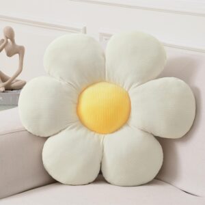 vdoioe flower pillow, flower shaped throw pillow cushion seating six petal 15.75" white flower plushthrow pillow floor pillows home decorative seating cushions