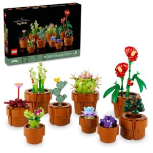 lego icons tiny plants building set, cactus décor gift idea for flower-lovers, carnivorous, tropical and arid flora, build and display, botanical collection, creative building sets for adults, 10329