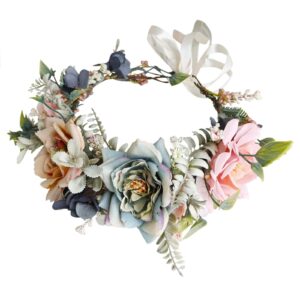 vivivalue wedding floral crown women flower headband hair wreath floral headpiece halo boho party prom photos