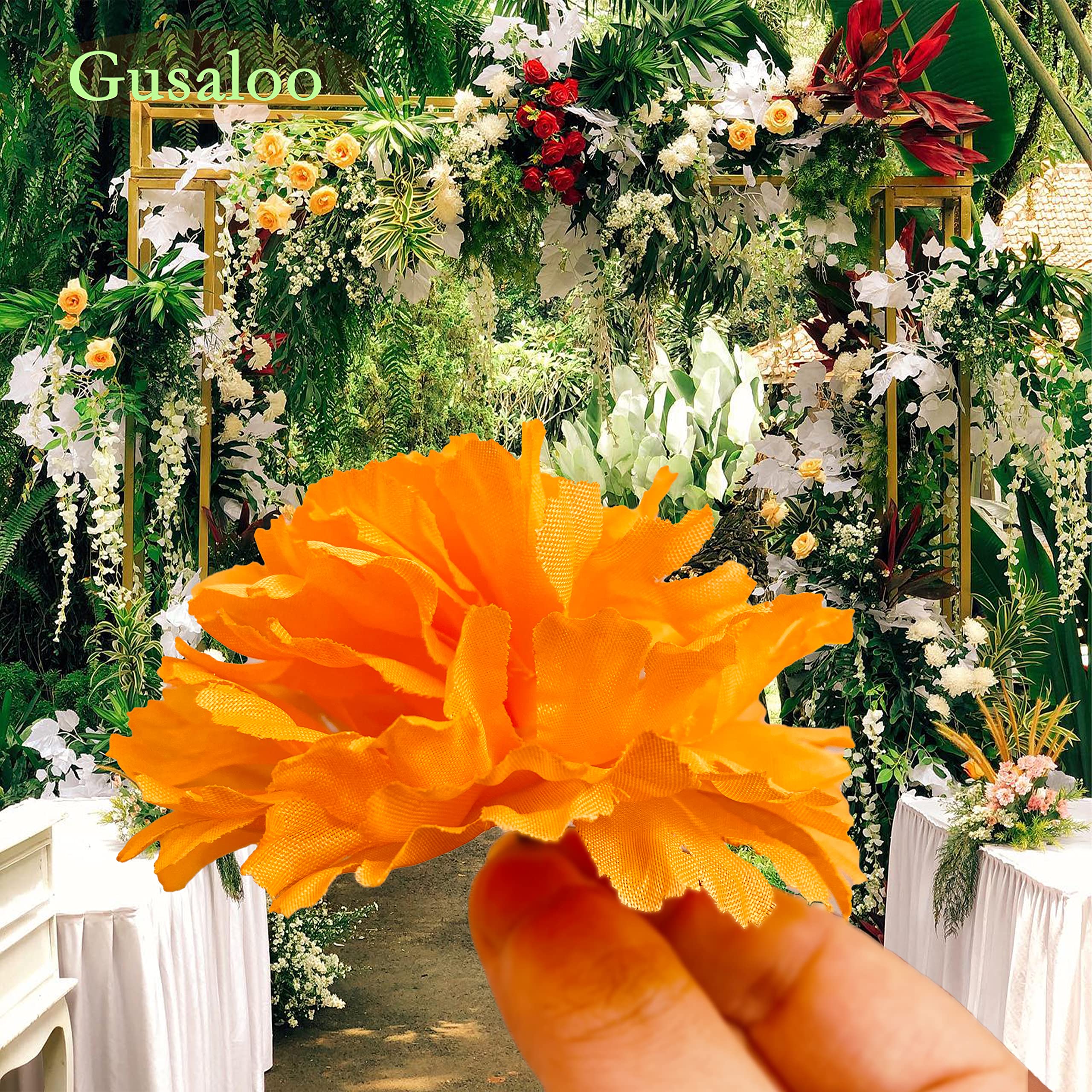 Gusaloo Big Marigold Flower Heads Bulk 30Pcs Silk Mexican Marigold Artificial Flowers for Diwali Home Decor DIY Wreath Garland Dia De Los Muertos Day of The Dead Decoration Halloween Decor (Orange)