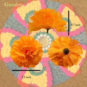 Gusaloo Big Marigold Flower Heads Bulk 30Pcs Silk Mexican Marigold Artificial Flowers for Diwali Home Decor DIY Wreath Garland Dia De Los Muertos Day of The Dead Decoration Halloween Decor (Orange)