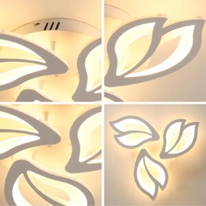 Goeco LED Ceiling Light, Acrylic Modern Ceiling Light, 3 Heads White Flower Flush Mount Ceiling Light Fixture 3000K Warm Light for Bedroom, Kitchen, Living Room, Dining Room