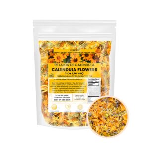 yerbero - calendula flowers loose herbal tea 2oz (56g) | marigold flowers | flores de calendula | for brewing calendula tea, culinary creations, and natural edible purposes | crafted by nature100% all natural fresh tea | non-gmo.