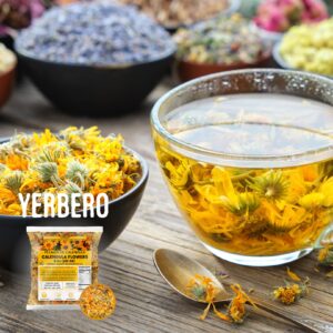 Yerbero - Calendula Flowers Loose Herbal Tea 2oz (56g) | Marigold Flowers | Flores De Calendula | For Brewing Calendula Tea, Culinary Creations, and Natural Edible Purposes | Crafted By Nature100% All Natural Fresh Tea | Non-GMO.