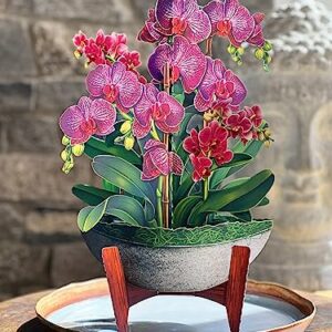 Freshcut Paper Pop Up Cards, Orchid Oasis, 12 Inch Life Sized Forever Flower Bouquet 3D Popup Greeting Cards, Birthday Gift Cards, Gifts for Her with Note Card & Envelope