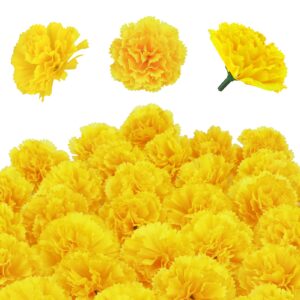 30 pcs artificial marigold flowers,2inch silk marigold flower heads,yellow flowers artificial for decoration,marigold heads for parties,indian wedding,indian theme,diwali home decor diy wreath garland