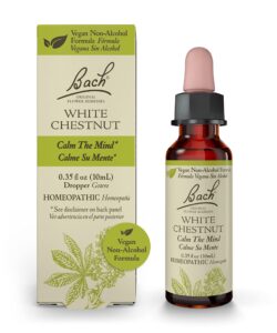 bach original flower remedies, white chestnut for calming repetitive thoughts (non-alcohol formula), natural homeopathic flower essence, holistic wellness, vegan, 10ml dropper