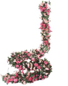 miracliy 5 pack 41 ft fake rose vine flowers plants artificial flower hanging rose ivy home hotel office wedding party garden craft art déco