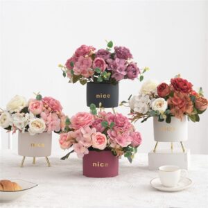 Karoro Artificial Flowers Fake Peony Silk Flowers Hydrangea Bouquet Decor Faux Camellia Flower for Home Living Room Table Centerpieces Decoration