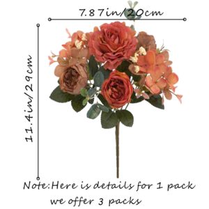 Karoro Artificial Flowers Fake Peony Silk Flowers Hydrangea Bouquet Decor Faux Camellia Flower for Home Living Room Table Centerpieces Decoration