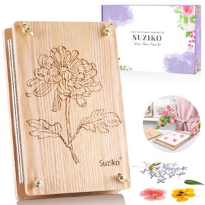 suziko large flower press kit for adults& kids flower &plant preservation kit measures 10.8" x 6.9" arts and crafts for adults leaf press & flower press- great gift for lovers