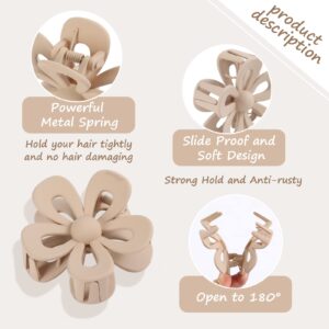 Flower Claw Clips For Women Girls, Cute Medium Hair Claw Clips, Daisy Hair Clips For Thick Thin Hair, 2.75 Inch Flower Matte Large Claw Clips, Non Slip Neutral Jaw Clips Hair Accessories, 6 Pack