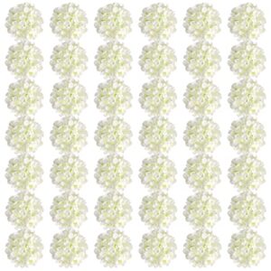 auihiay 64 pcs artificial hydrangea flowers, silk hydrangea flowers heads with stems, full artificial flowers for wedding centerpieces, baby shower, home garden party decor (ivory)