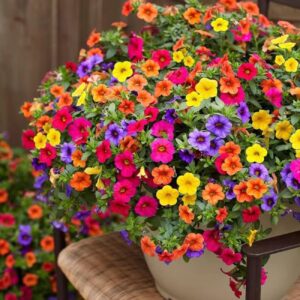 5000+ petunia seeds - mixed rainbow color, bonsai, grandiflora flowers, 1500 mg heirloom seeds, flower seeds, pollinator garden, open pollinated, non-gmo, indoor and outdoor