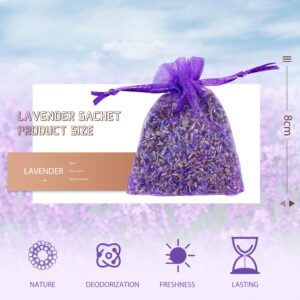 Bnecnet Dried Lavender Bundles Sachets | 2 Bundles of 100 Stem & 2 Dried Lavender Sachets | Natural Dried Lavender Flowers Bouquet for Home & Wedding Party Gift Decor, Photo Props