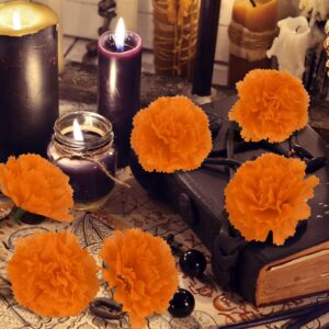 30 pcs Artificial Marigold Flowers,3.54" Silk Marigold Flower Heads,Orange Flowers Artificial for Decoration,Marigold Heads for Parties,Indian Wedding,Indian Theme,Diwali Home Decor DIY Wreath Garland