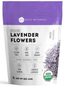 dried lavender flowers for tea and soap making (4oz) - kate naturals. usda organic dried flowers from lavender plant for lavender tea & lemonade. culinary lavender and edible lavender buds.