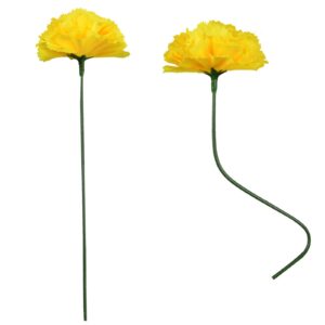 DH EYB Carnation Artificial Flowers Bulk, 50PCS Silk Carnation Fake Flower Heads with Stem for Home Wedding Decorations DIY Wreath Garland Crafts Wedding Party (Yellow and Orange)