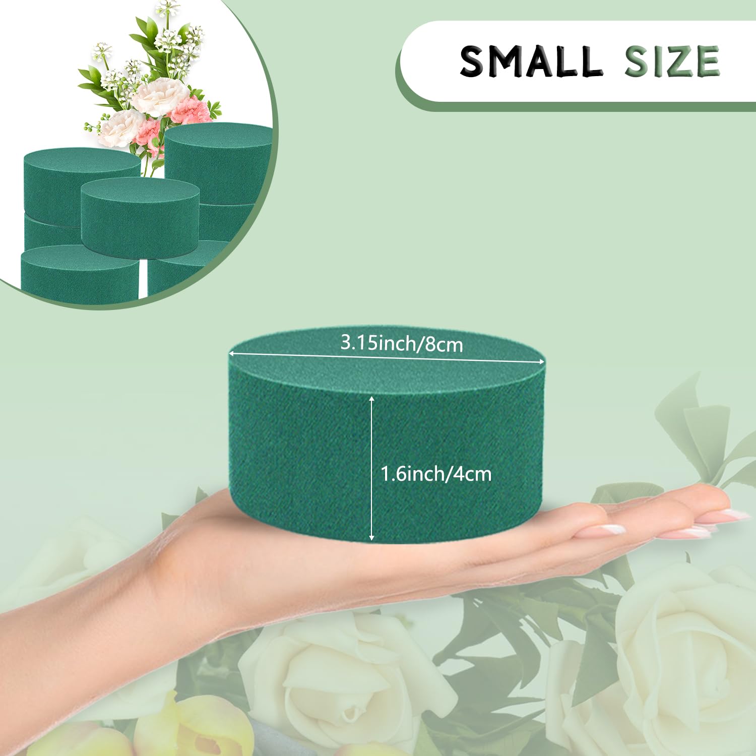 4Pcs Floral Foam Round 3.2" Green Wet Dry Flower Foam Blocks Florist Plant Foam for Artificial and Fresh Flower Arrangement