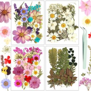 resiners 100pcs dried pressed flowers for resin molds, real pressed flowers dry leaves kit for art crafts resin jewelry making scrapbook supplies card making soap candle diy