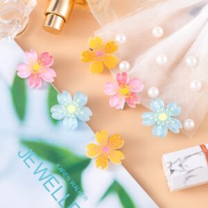 HINZIC 30Pcs Mini Flower Hair Clips Cherry Blossom Claw Clips Cute Flower Hair Pins Small Hair Barrettes Decorative Wedding Prom Valentines Hair Accessories for Teen Girls Women (Pink Yellow Blue)