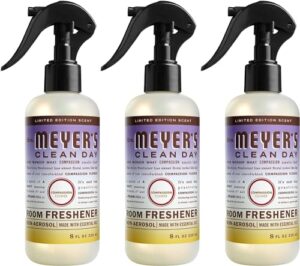 mrs. meyer's clean day room and air freshener spray, non-aerosol spray bottle infused with essential oils, compassion flower, 8 fl. oz - pack of 3