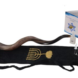 SHOFAR 36-38" Extra Large Yemenite Kudu Horn Full Polished + Anti Odor Spray + Brush + BAG From Israel