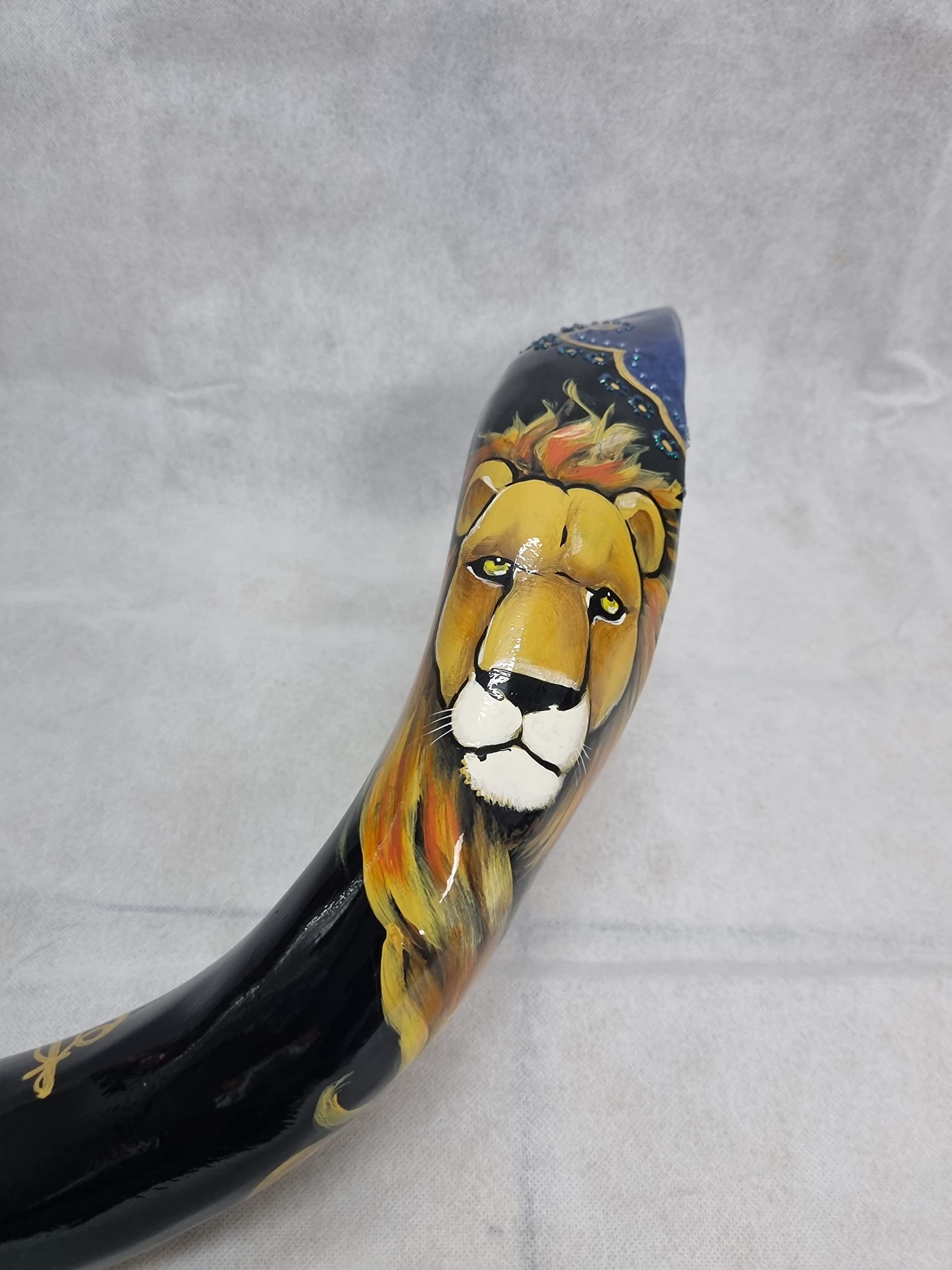 Sale for shofar Yemenite Polish Horn Size 46" Paint Painted Kudu lion of Judah From Israel Active