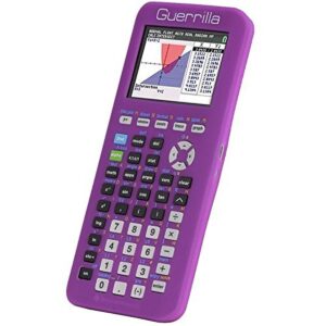 guerrilla silicone case for texas instruments ti-84 plus ce color edition graphing calculator with screen protector and graphing ruler, purple